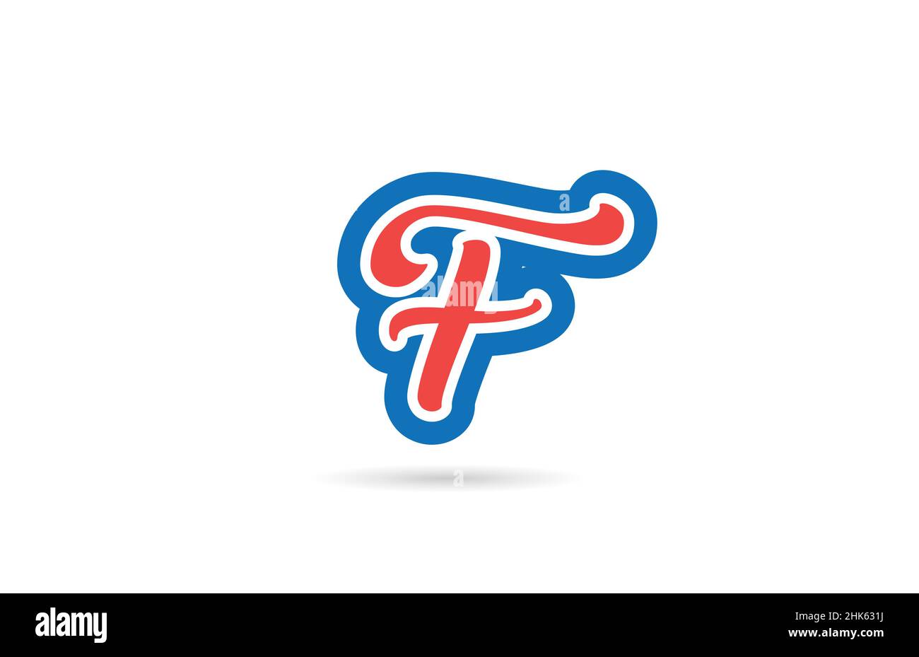 red blue handwritten F alphabet letter logo icon design. Creative ...