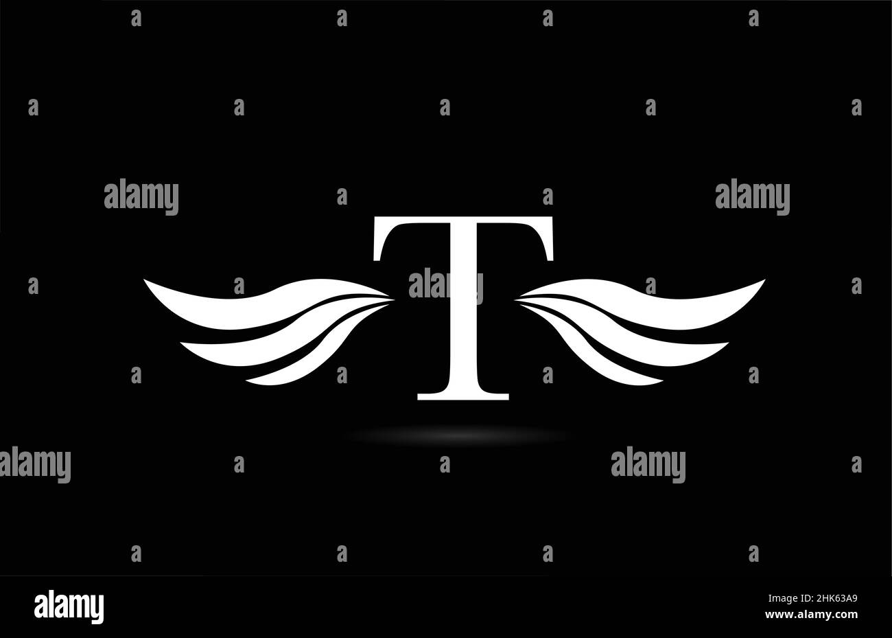 Black and white alphabet T letter logo icon with wings design. Creative ...