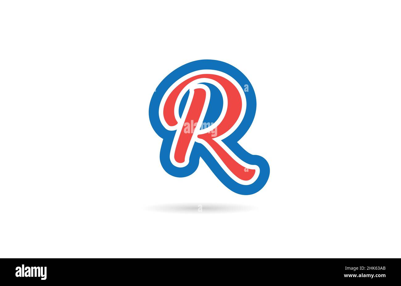 red blue handwritten R alphabet letter logo icon design. Creative ...