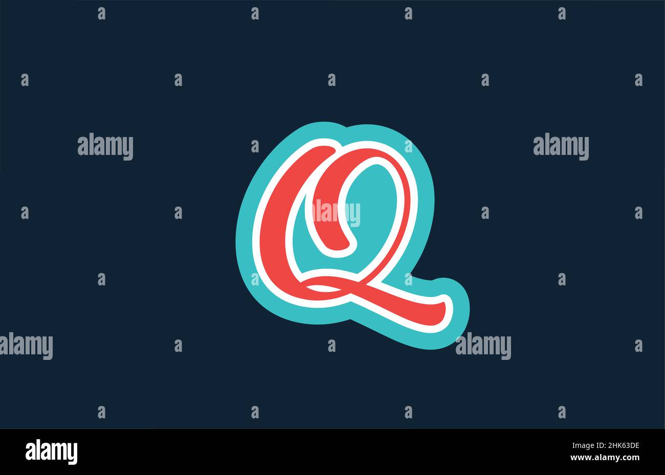 red green handwritten Q alphabet letter logo icon design. Creative ...