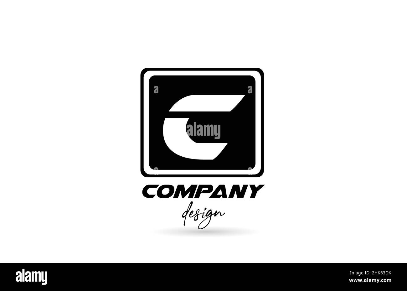 C alphabet letter logo icon with black and white design and square ...