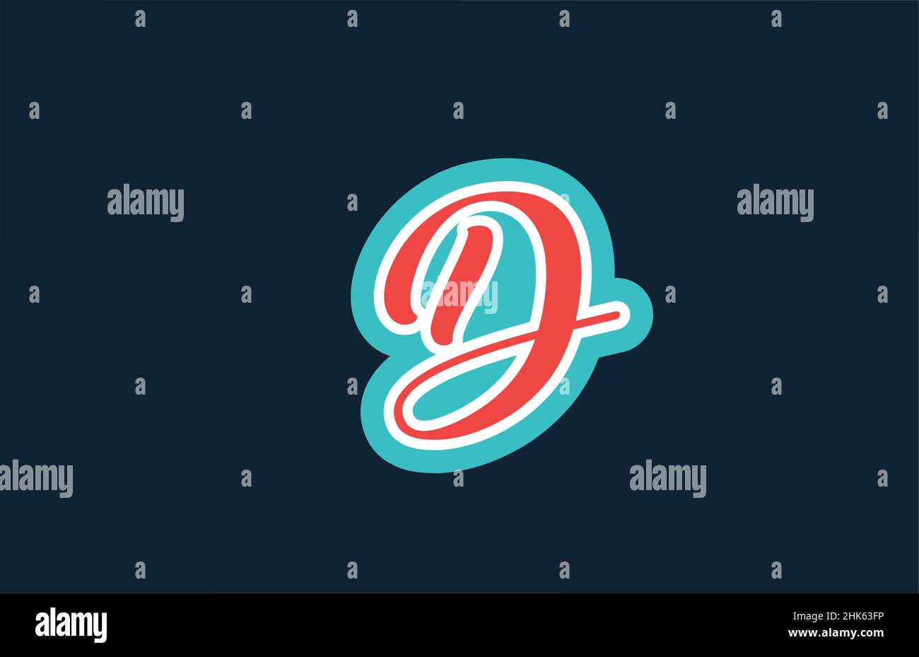 red green handwritten D alphabet letter logo icon design. Creative ...