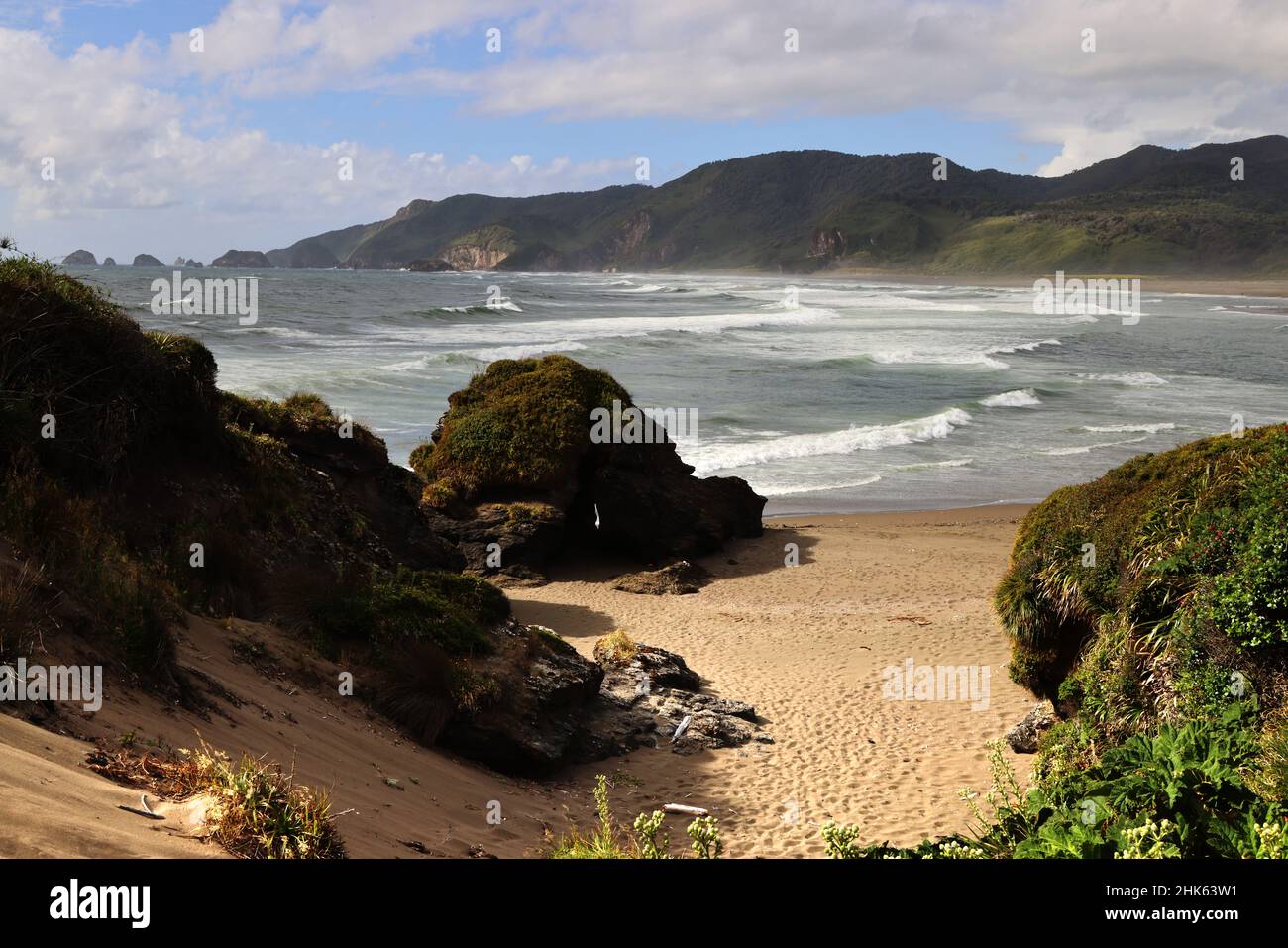 The coast near the mouth of the Rio Chepu on the island of Chiloe ...