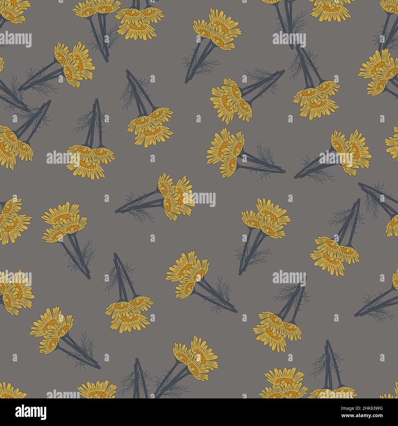 Seamless pattern chamomile on dark gray background. Beautiful ornament ...