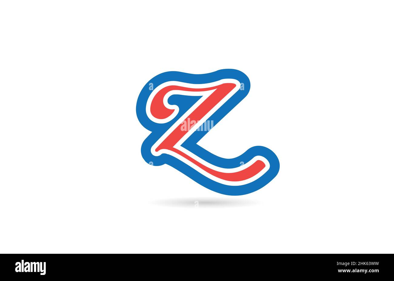 red blue handwritten Z alphabet letter logo icon design. Creative ...