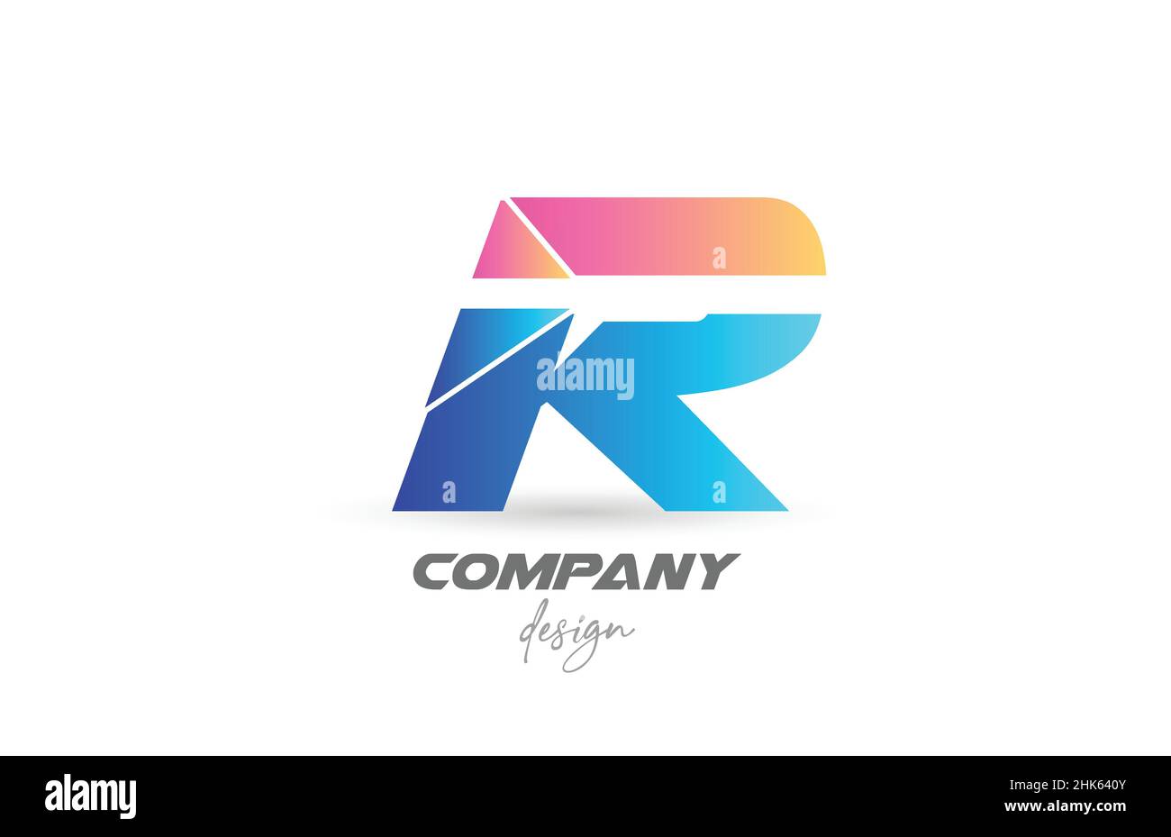 Colorful R alphabet letter logo icon with sliced design and blue pink ...