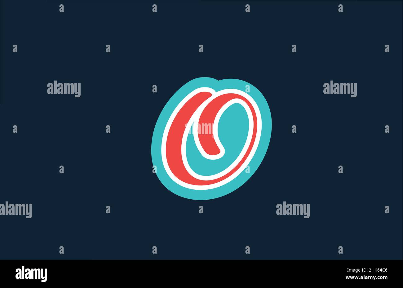 red green handwritten O alphabet letter logo icon design. Creative ...