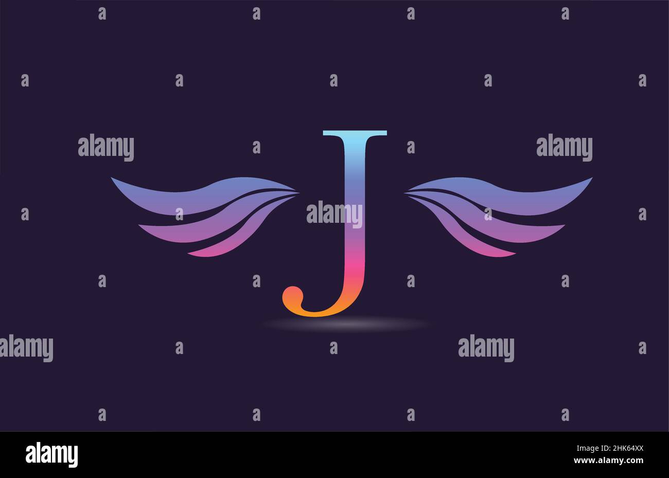 Colorful J alphabet letter logo icon design with wings. Creative ...