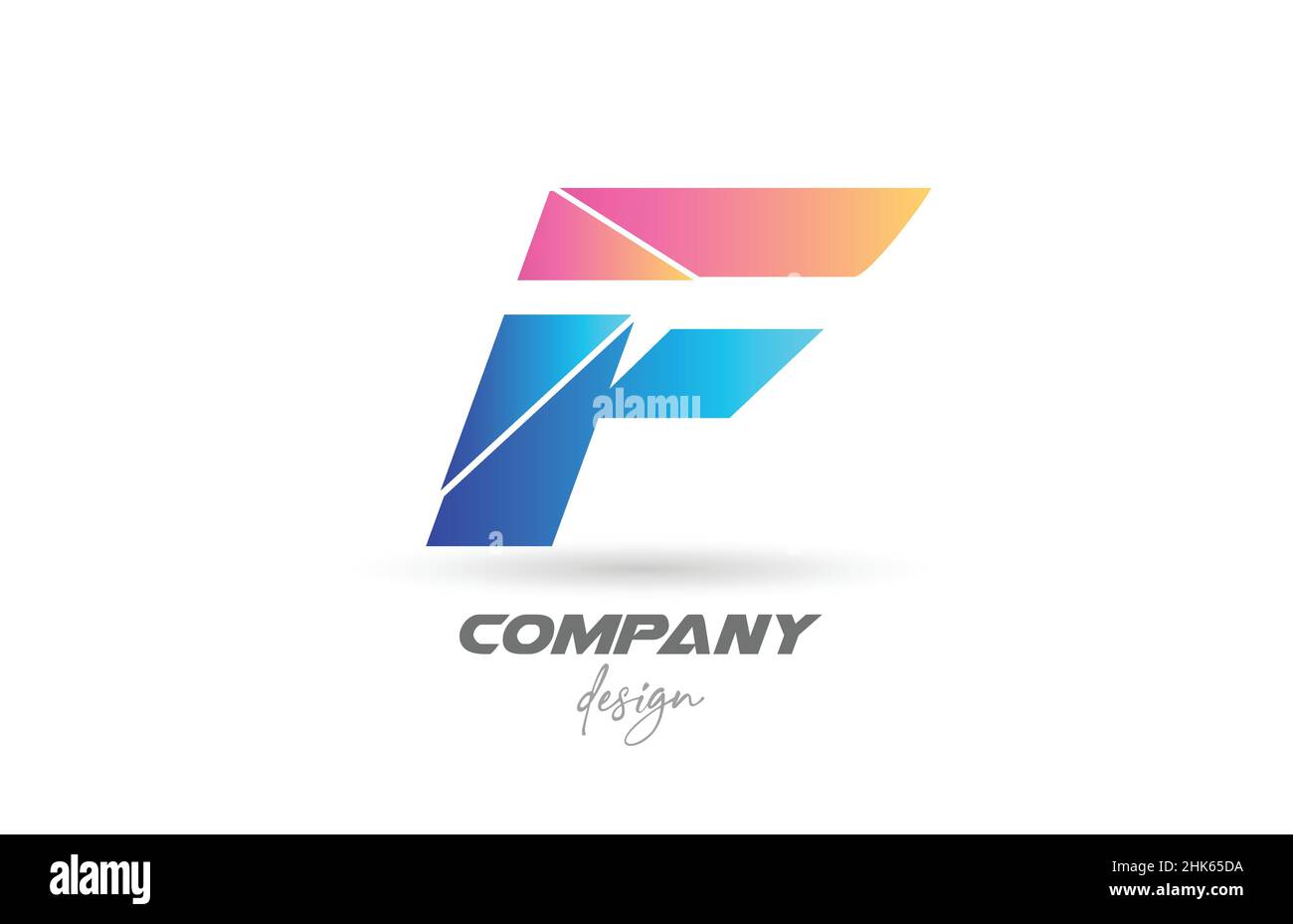 Colorful F alphabet letter logo icon with sliced design and blue pink ...