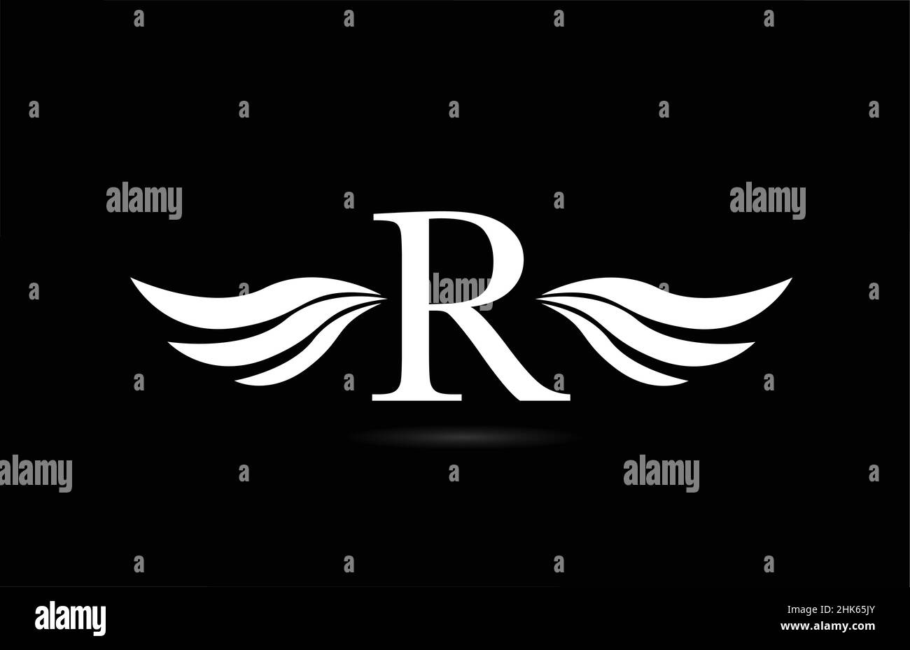 Black and white alphabet R letter logo icon with wings design. Creative ...