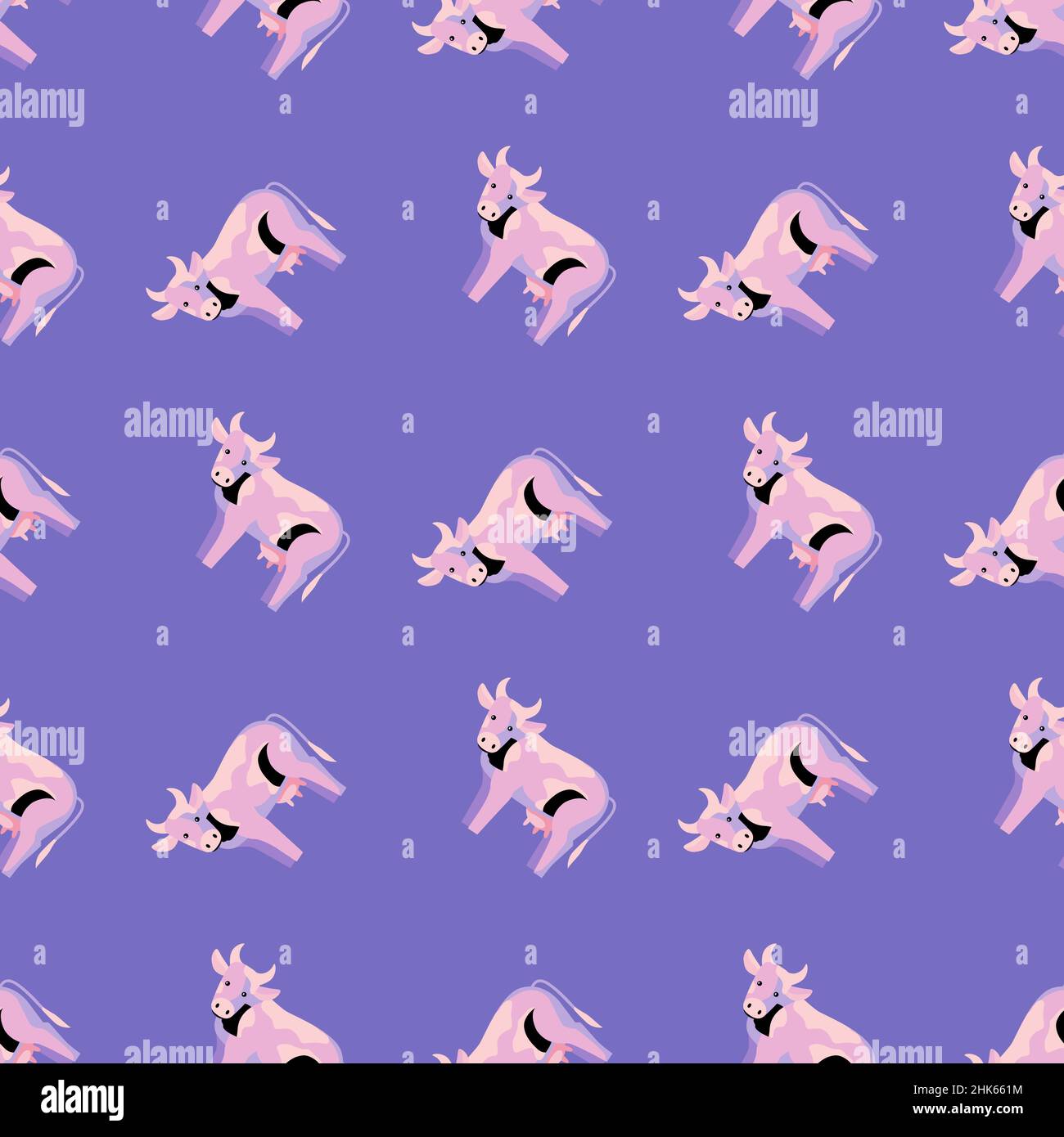 Seamless pattern cow on violet background. Texture of farm animals for ...