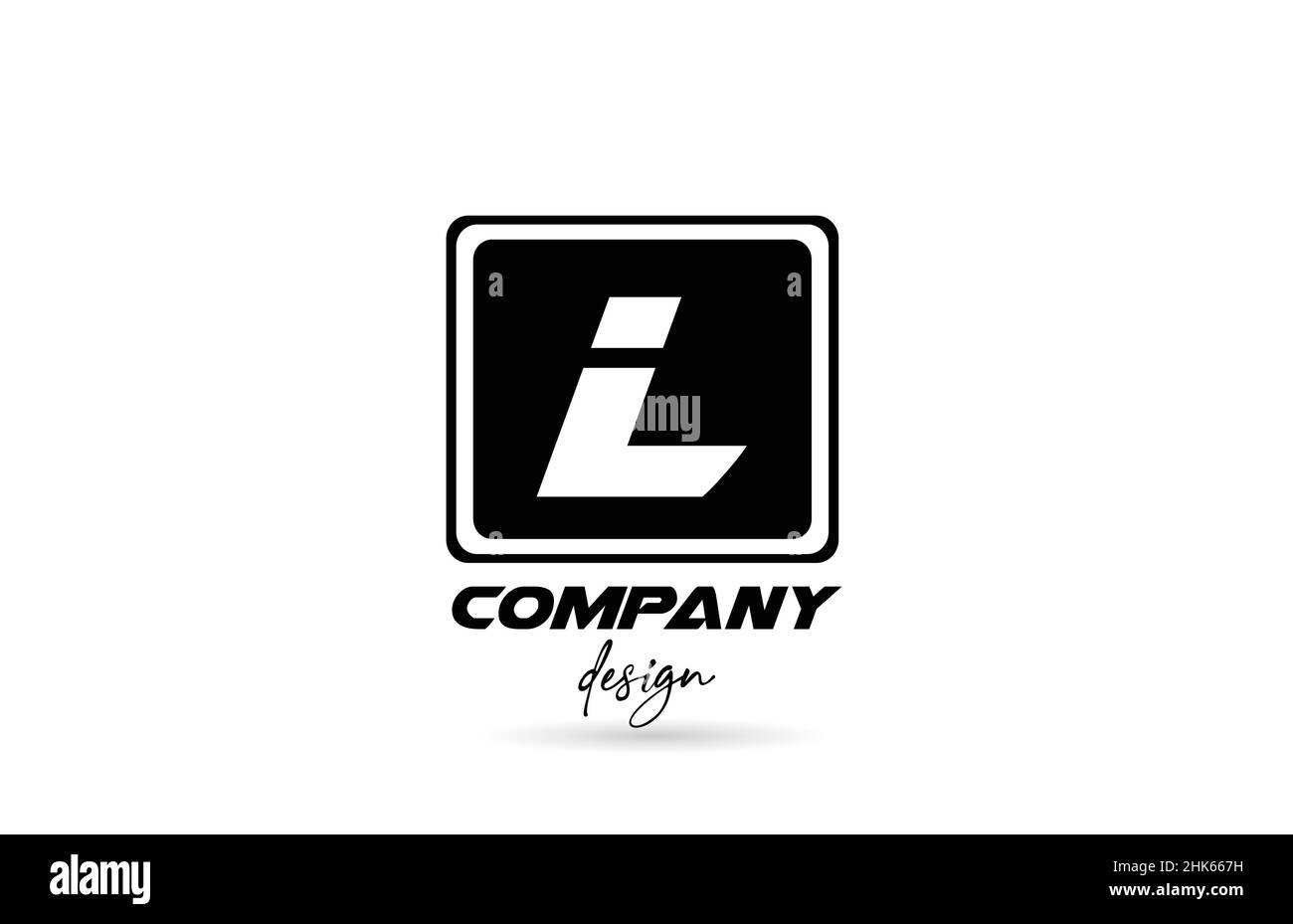 L alphabet letter logo icon with black and white design and square ...