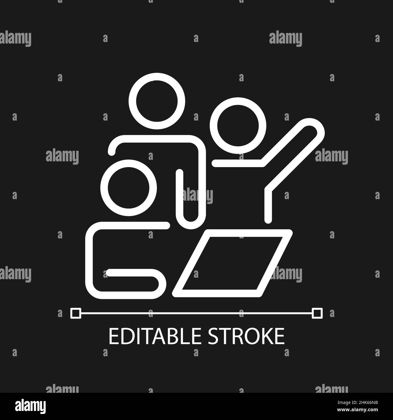 Team meeting pixel perfect white linear icon for dark theme Stock ...