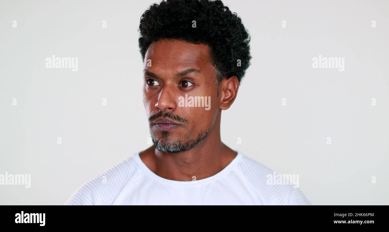 African American black man feeling anxious and nervous portrait Stock ...
