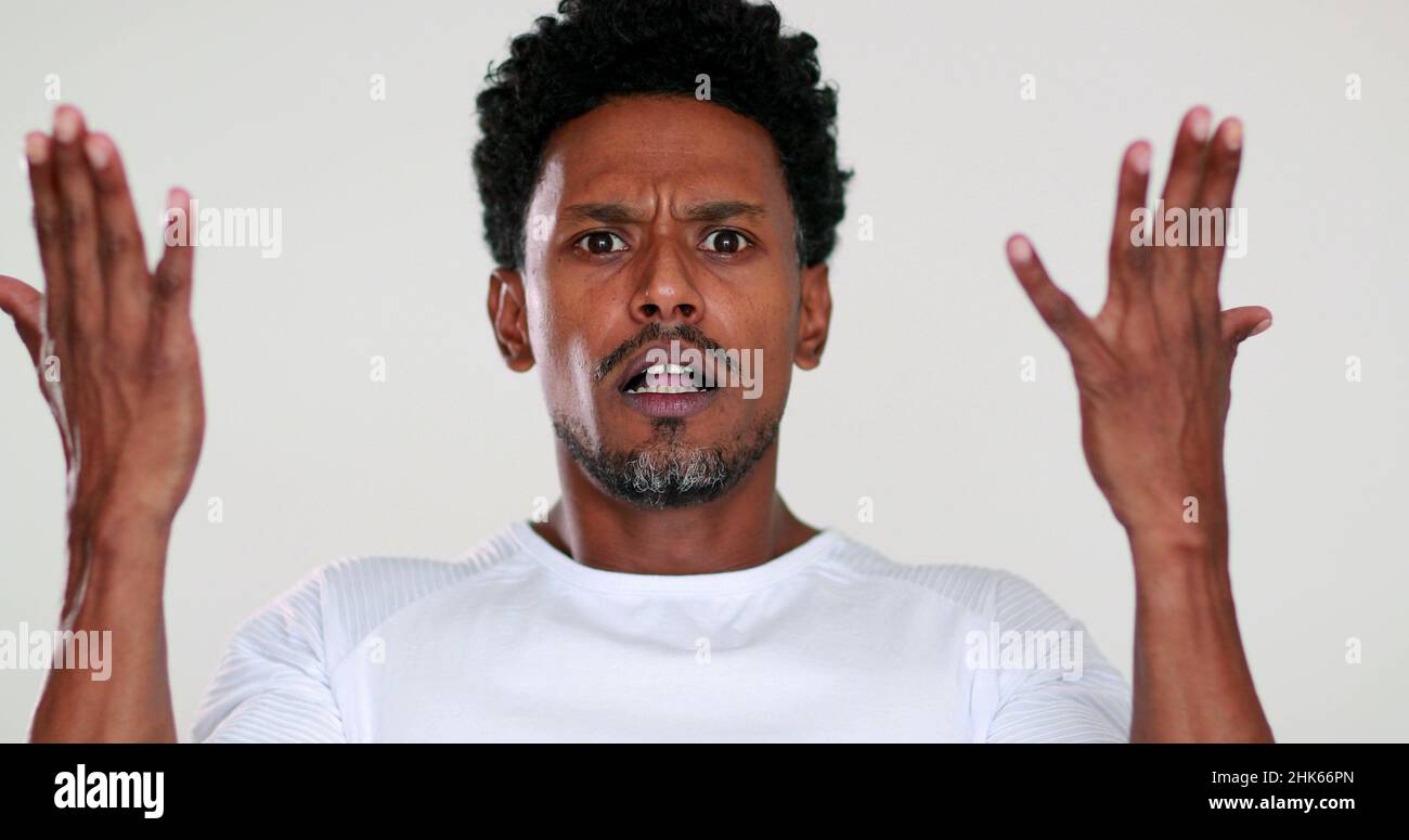 African american expressive crazy emotion, are you crazy gesture with ...