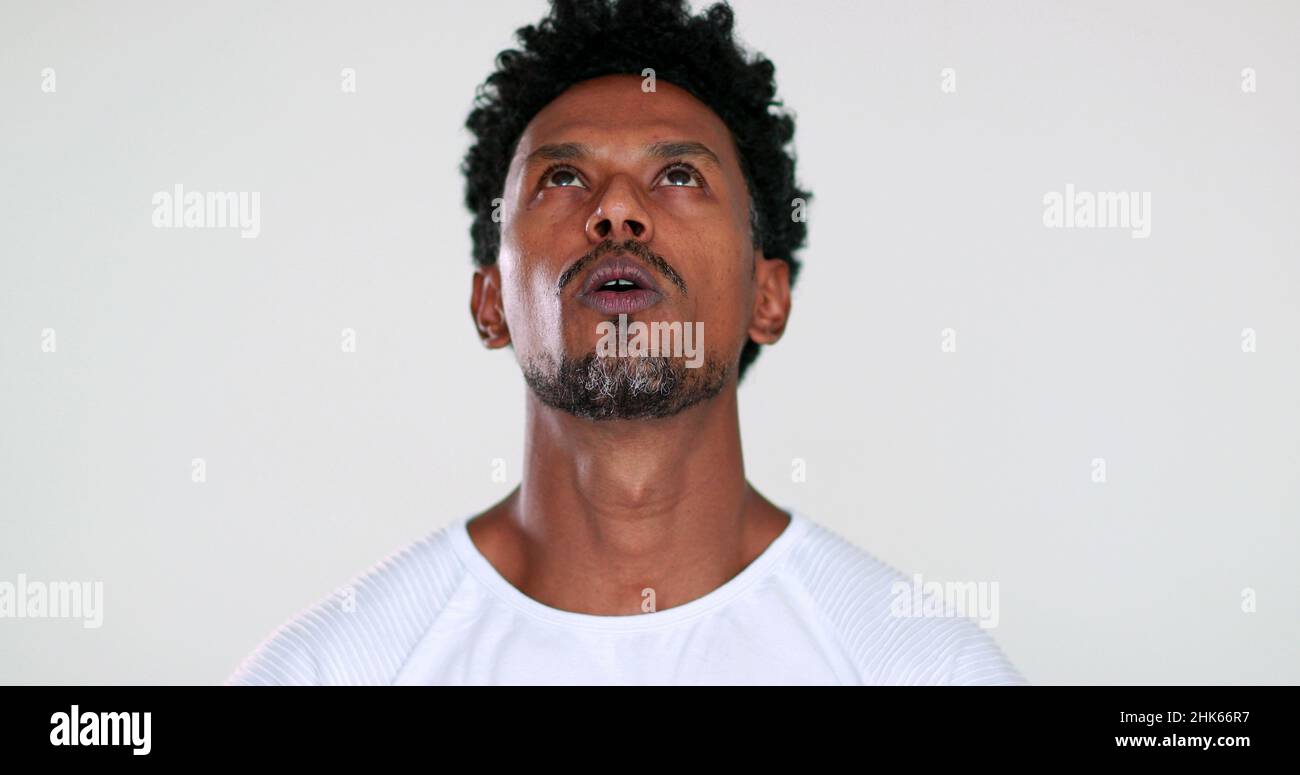 African American black man feeling anxious and nervous portrait Stock ...
