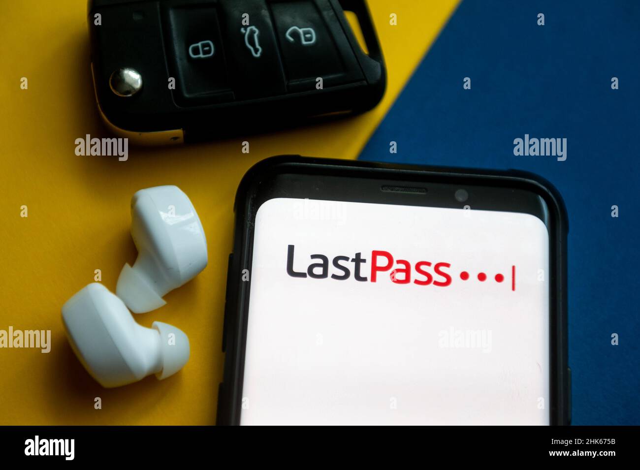 In this photo illustration a LastPass logo seen displayed on a ...
