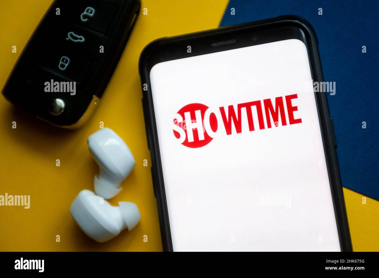 In this photo illustration a Showtime logo seen displayed on a ...