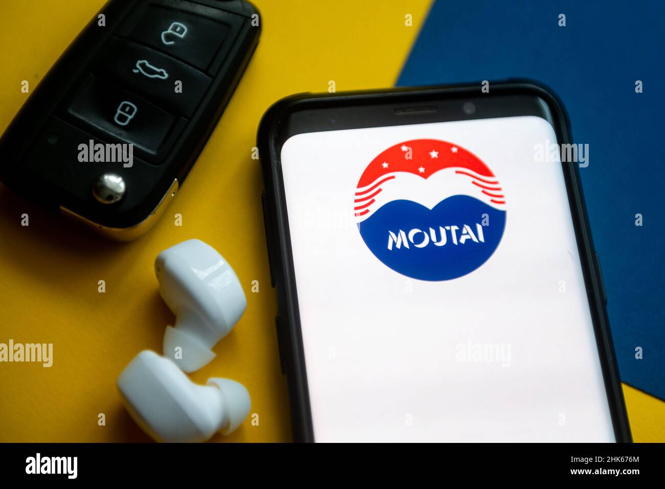 In this photo illustration a Moutai logo seen displayed on a smartphone ...