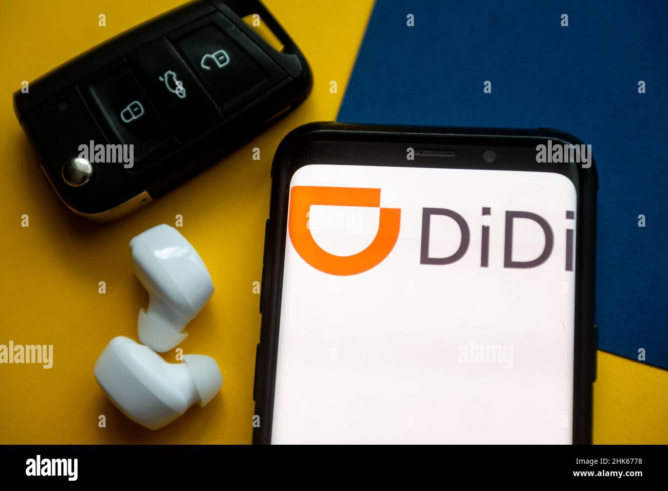 In this photo illustration a DiDi logo seen displayed on a smartphone ...