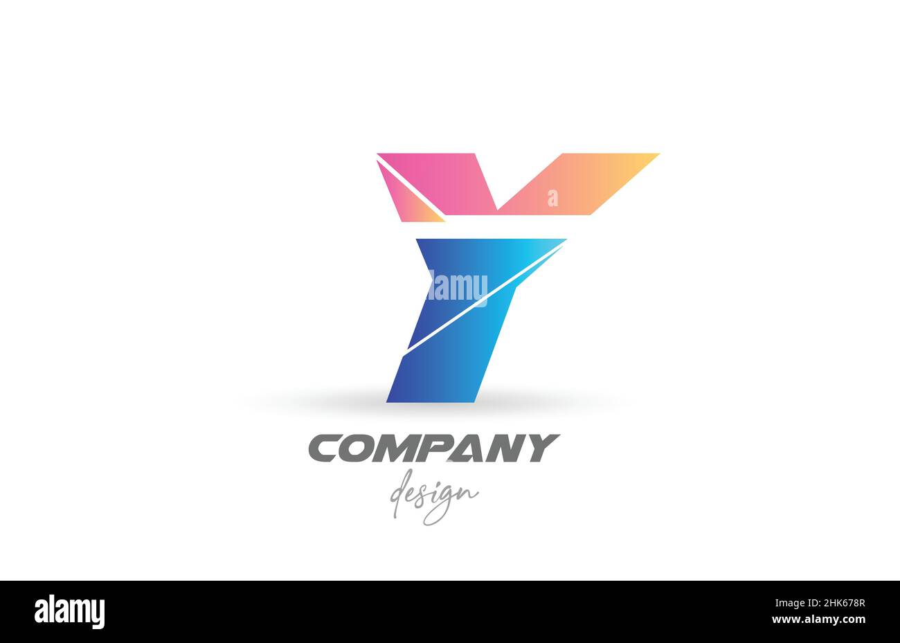 Colorful Y alphabet letter logo icon with sliced design and blue pink ...