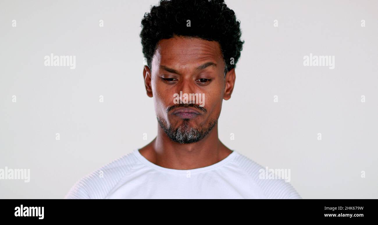 African man feeling regret, black person face portrait stressed out ...