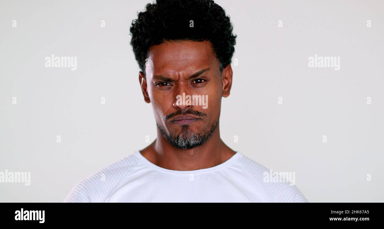 African man feeling regret, black person face portrait stressed out ...