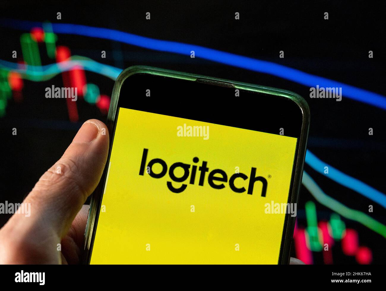 In this photo illustration the Swiss electronics company Logitech logo ...