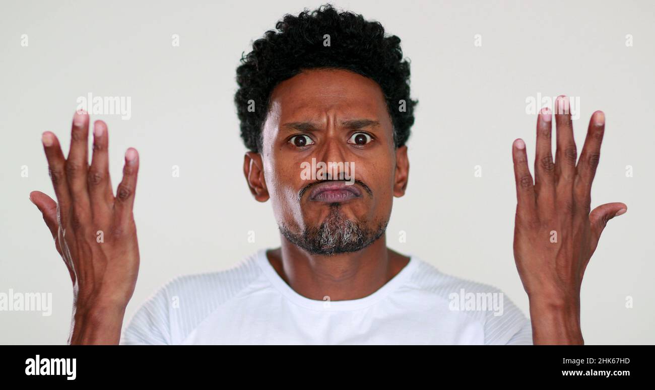African man shock emotional reaction, upset angry black person, are you ...
