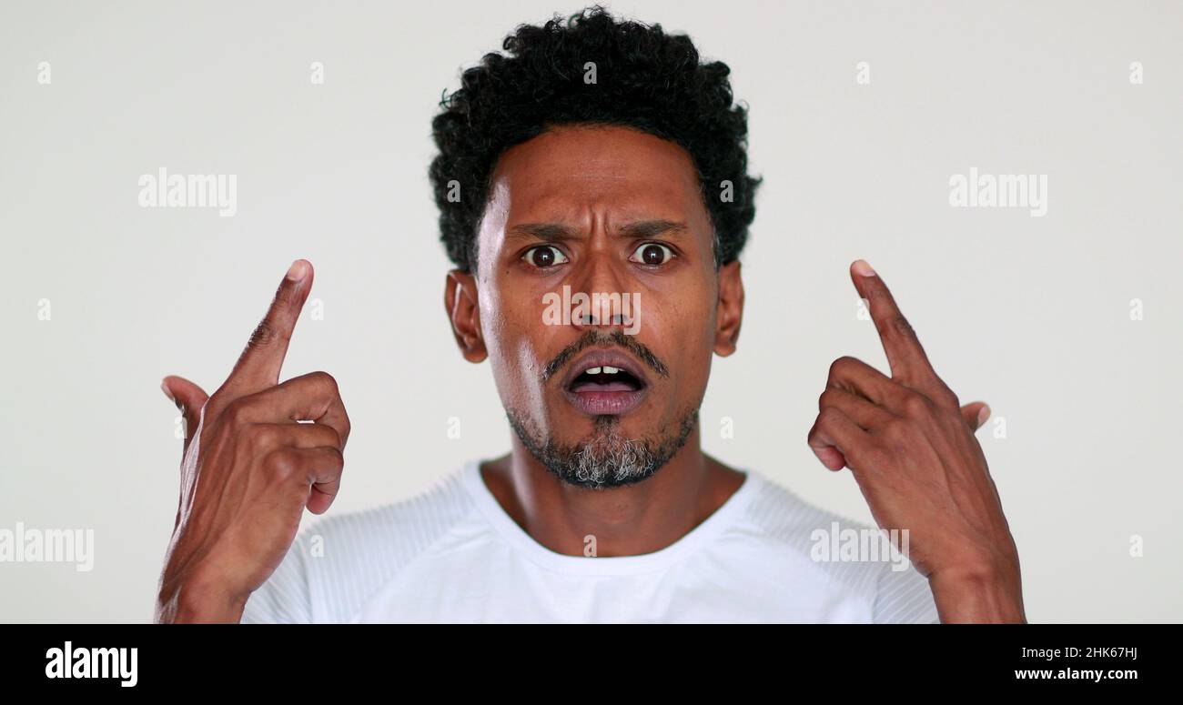 African man shock emotional reaction, upset angry black person, are you ...