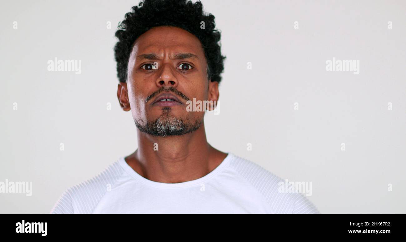Angry person emotional reaction. African american upset portrait Stock ...