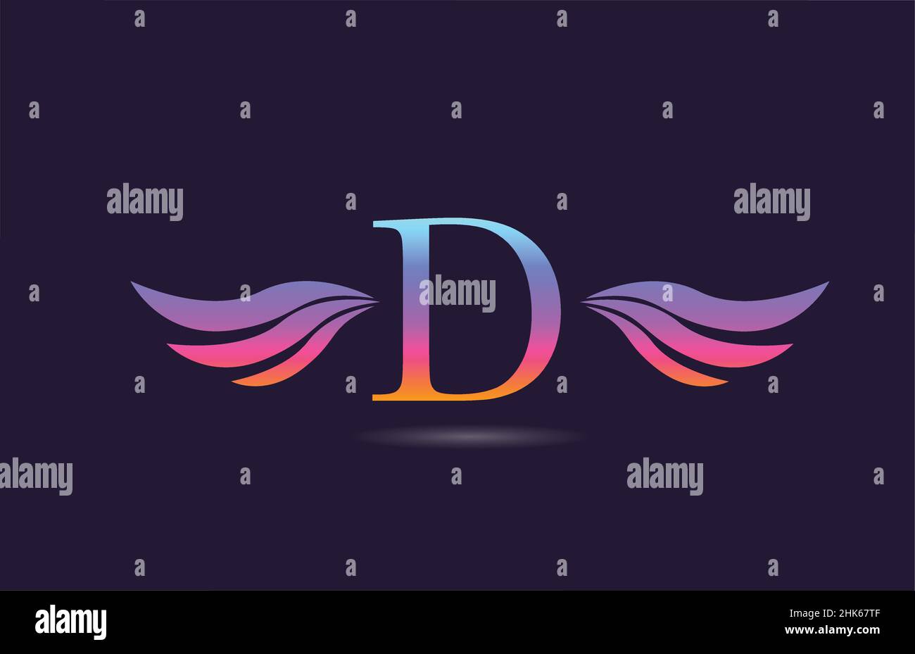 Colorful D alphabet letter logo icon design with wings. Creative ...