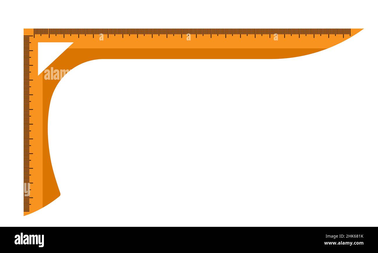 Triangular ruler isolated on white background. Geometric element yellow ...