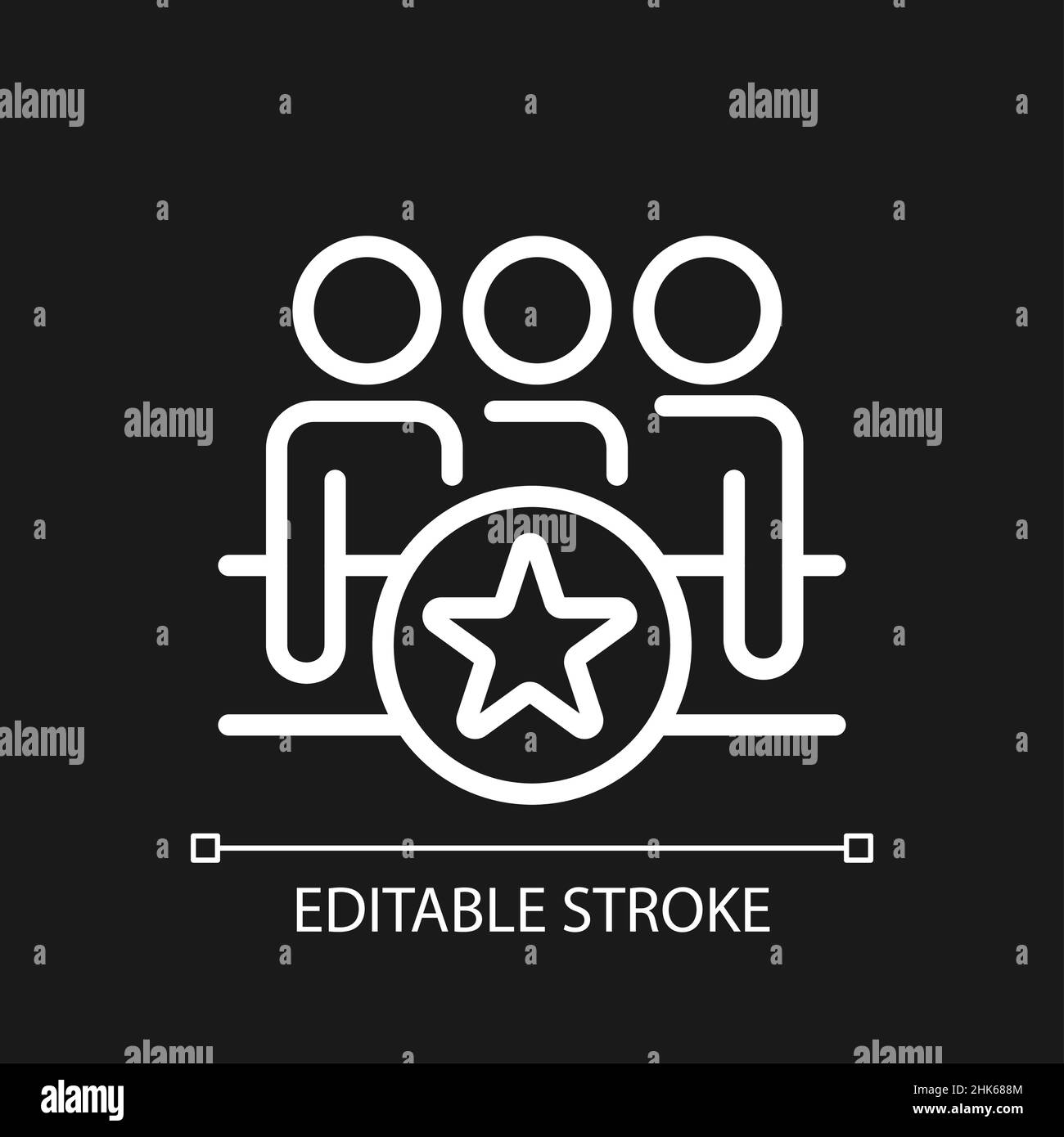 Teamwork reward pixel perfect white linear icon for dark theme Stock ...