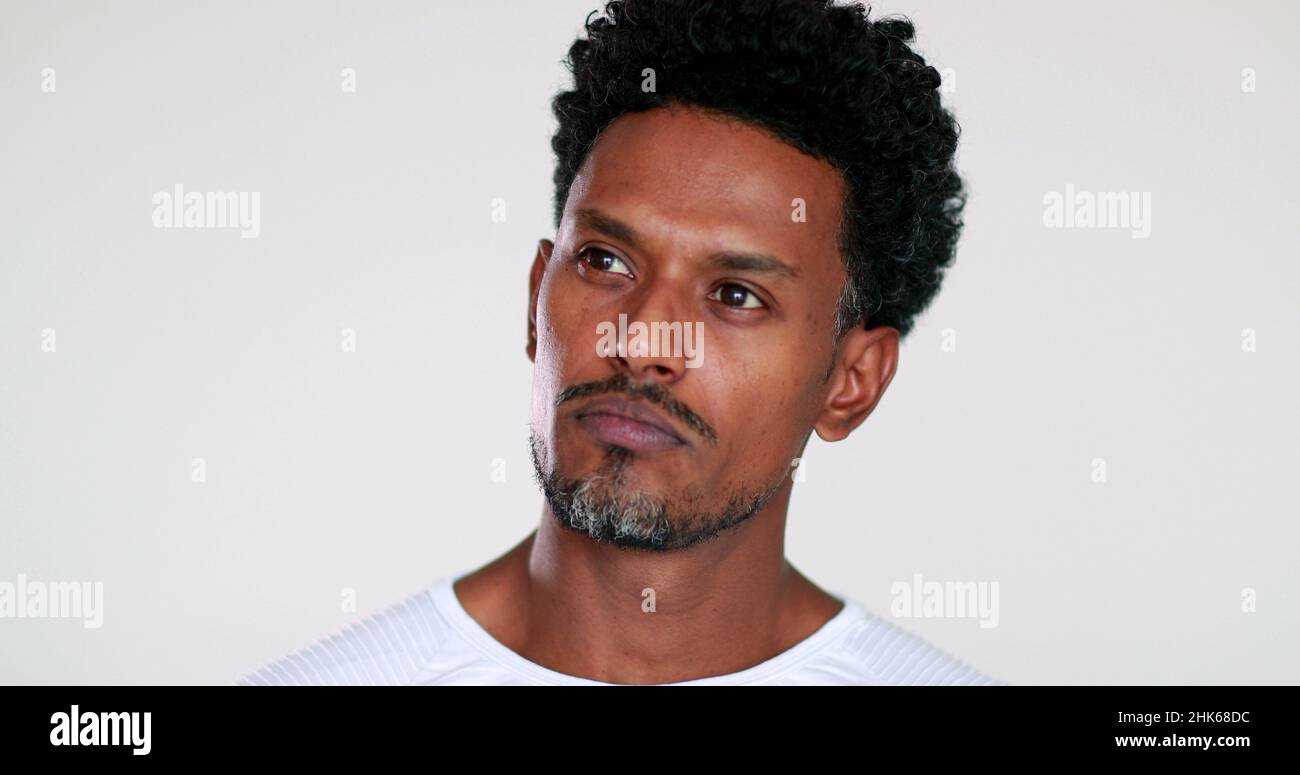Concentrated pensive African American man thinking Stock Photo - Alamy Concentrated pensive African American man thinking Stock Photo - Alamy