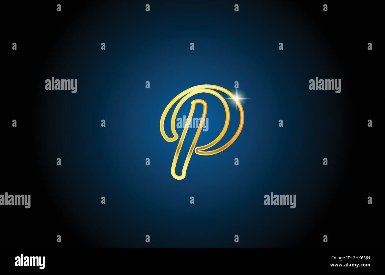 golden line P alphabet letter logo icon design. Creative luxury ...