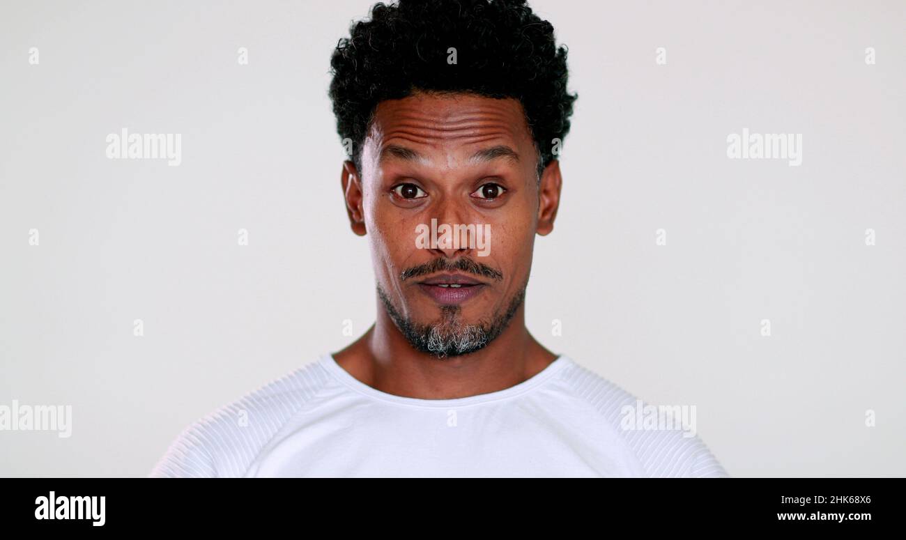 Pensive black African feeling tense and anxious, man looking for ...