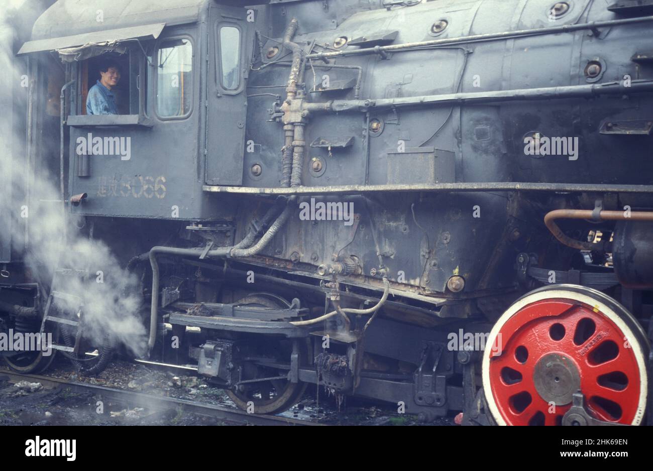 a steam Locomotive Train in the City of Wuhan in the Province of Hubei ...
