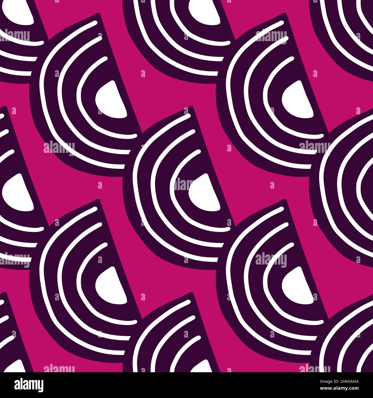 Abstract Seamless Pattern On Bright Pink Background Geometrical Shapes