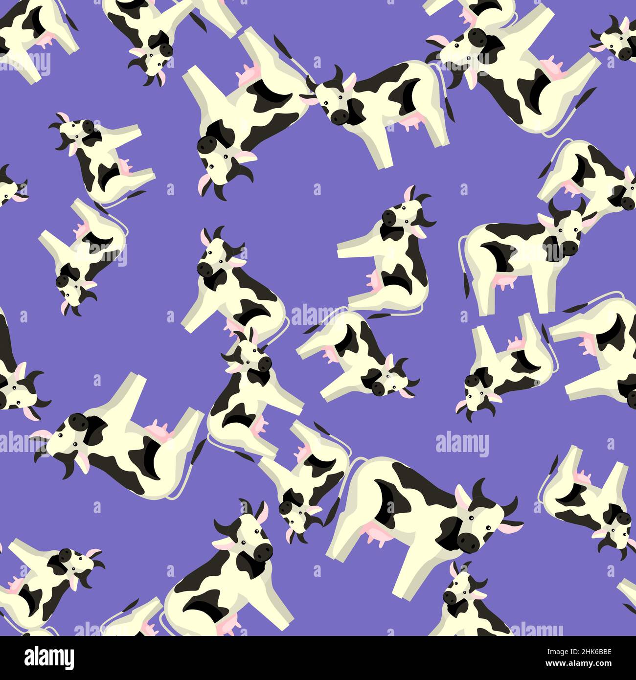 Seamless pattern cow on violet background. Texture of farm animals for ... Seamless pattern cow on violet background. Texture of farm animals for ...