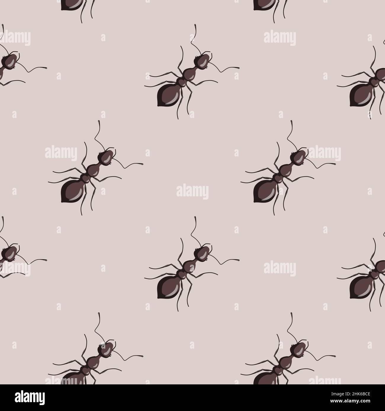 Seamless pattern colony ants on pastel gray background. Vector insects ...