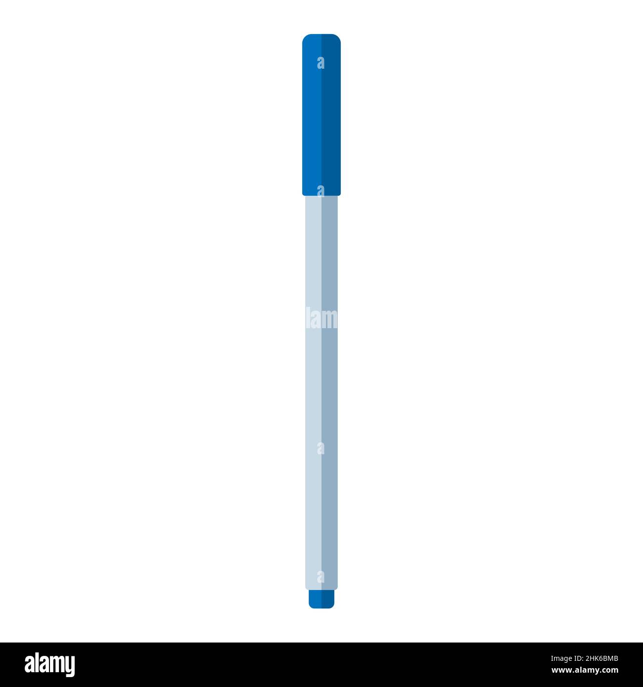 Common blue pen isolated on white background. Writing school and office ...