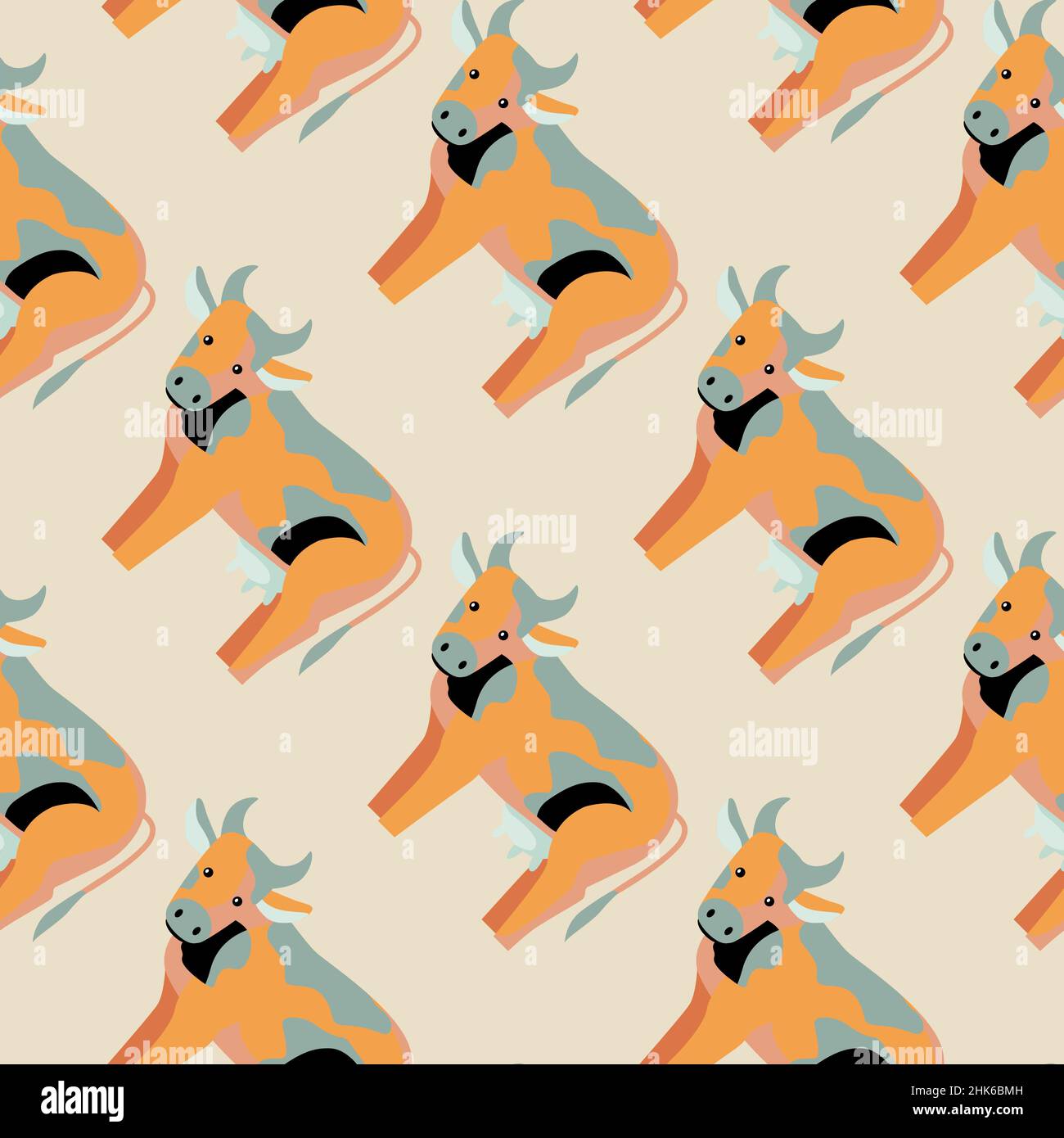 Seamless pattern cow on beige background. Texture of farm animals for ...