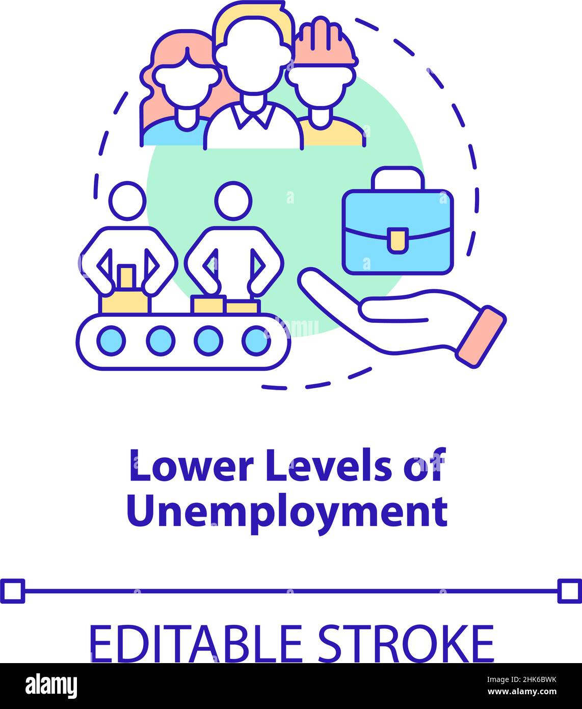 Lower levels of unemployment concept icon Stock Vector Image & Art - Alamy
