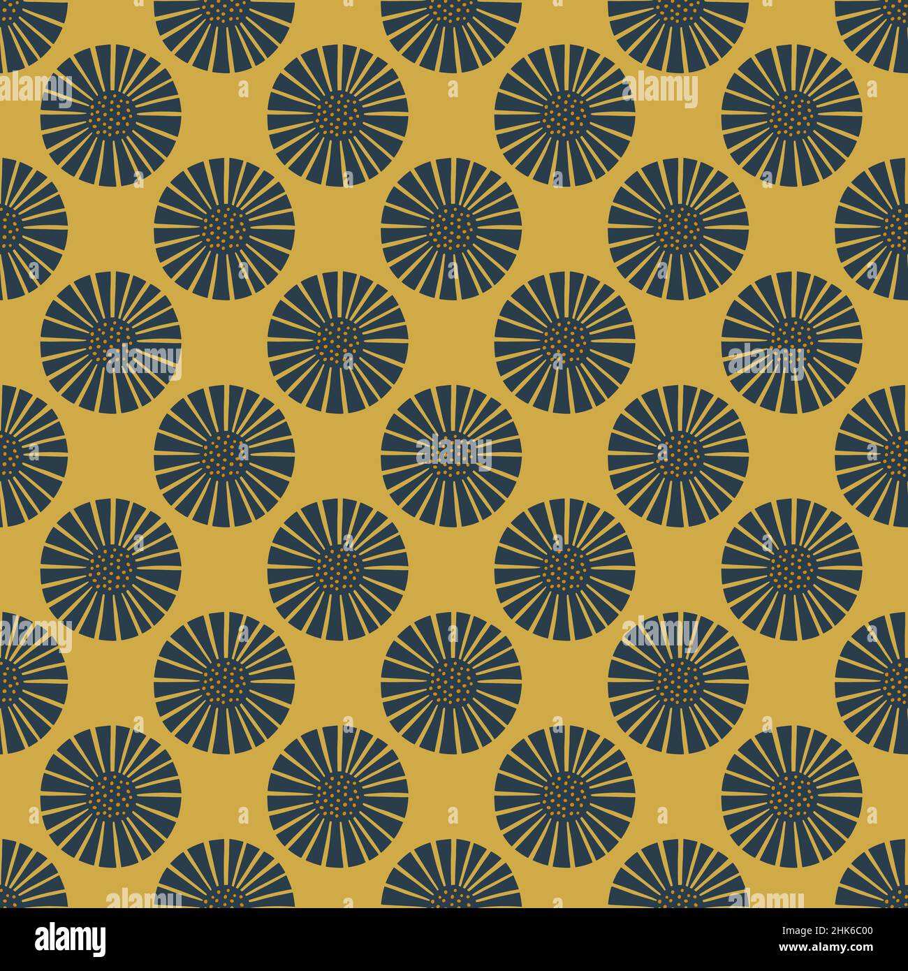 Seamless pattern abstract flowers on ochre background. Vintage gray ...