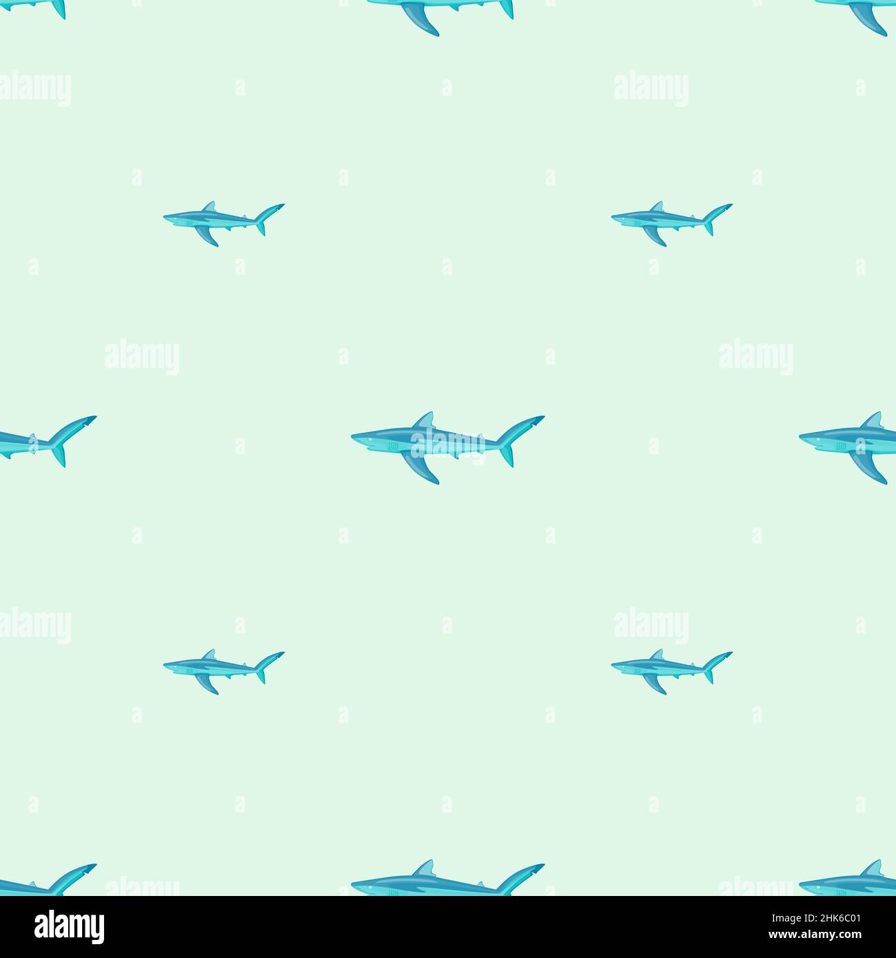 Seamless pattern Blue shark on pastel green background. Texture of ...