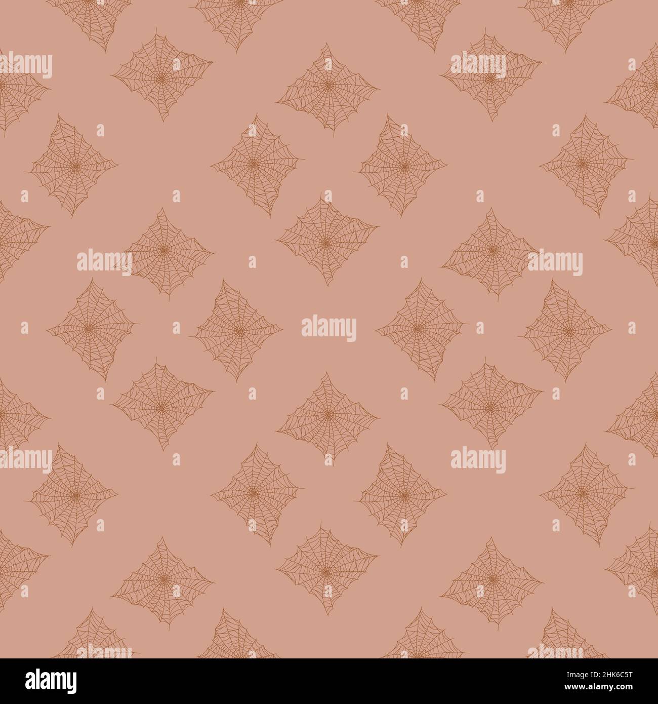 Seamless pattern spider web isolated on peach background. Outline ...
