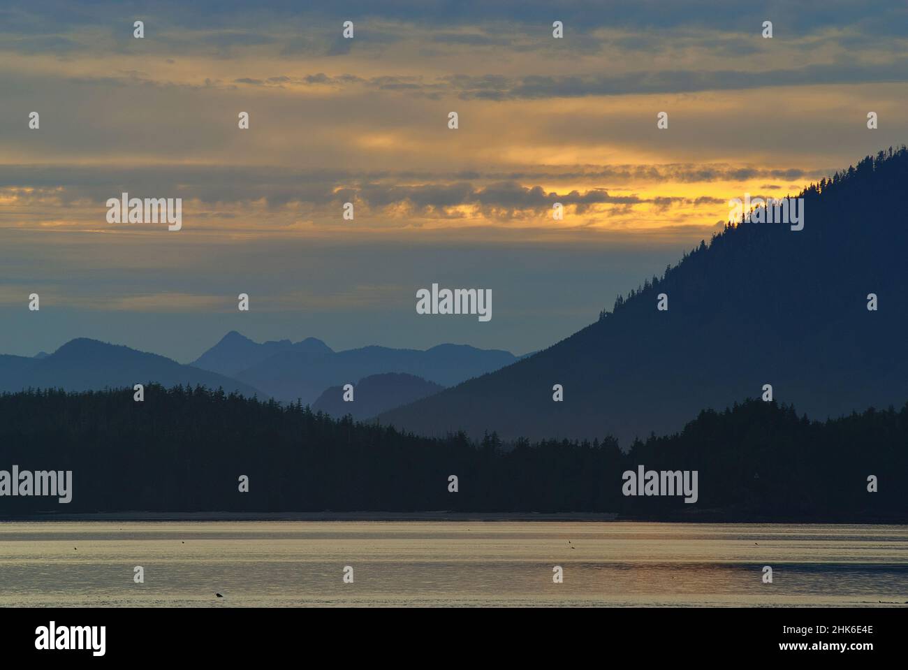 Sunset View of Mountains from Tofino on Vancouver Island in Canada ...