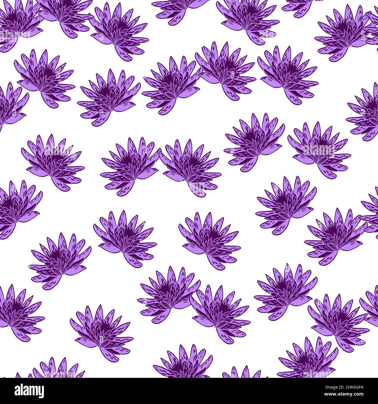 Seamless pattern with hand drawing lotus on white background. Vector ...