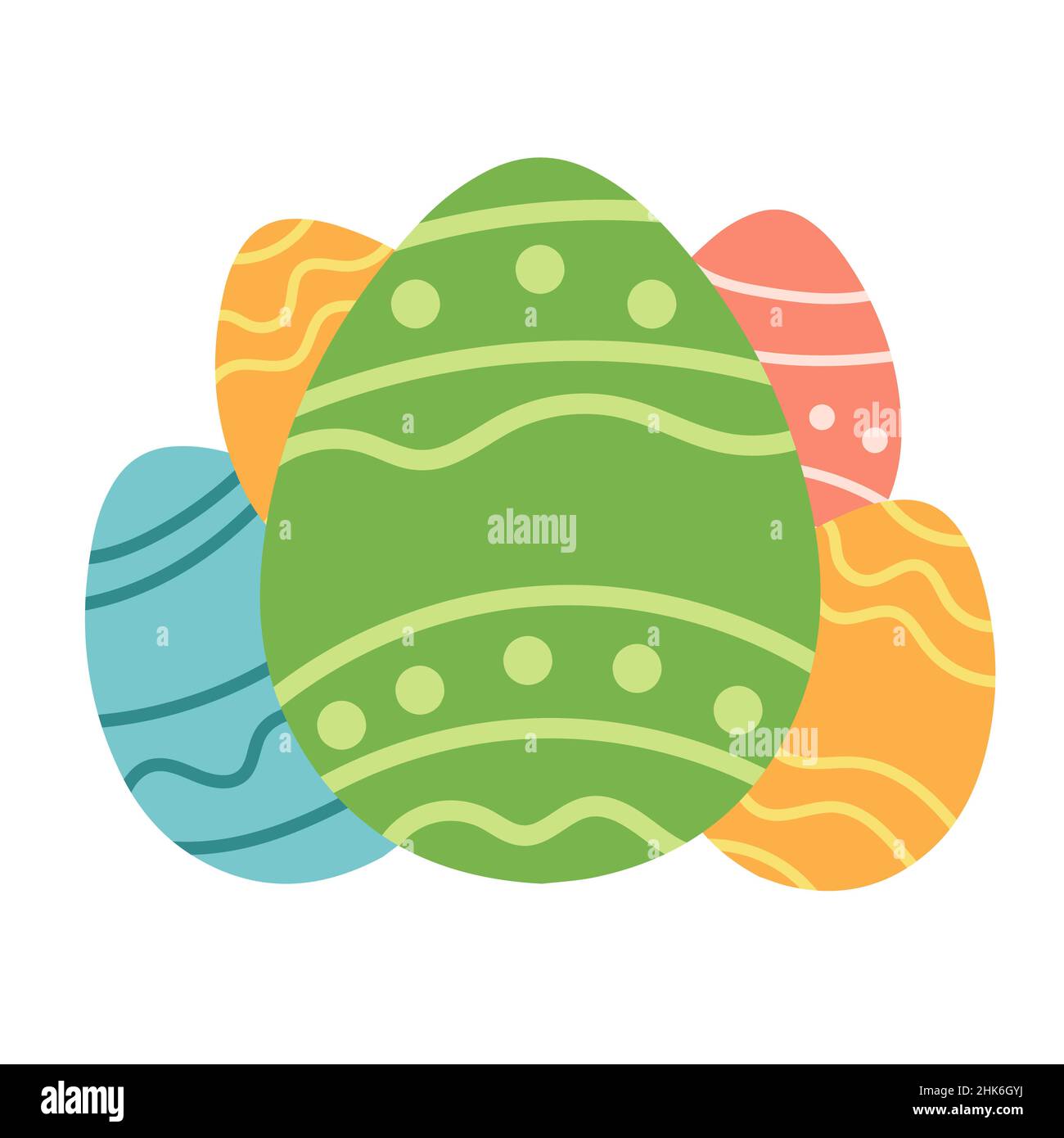 Simple Easter stylized eggs in flat cartoon design - vector on white ...